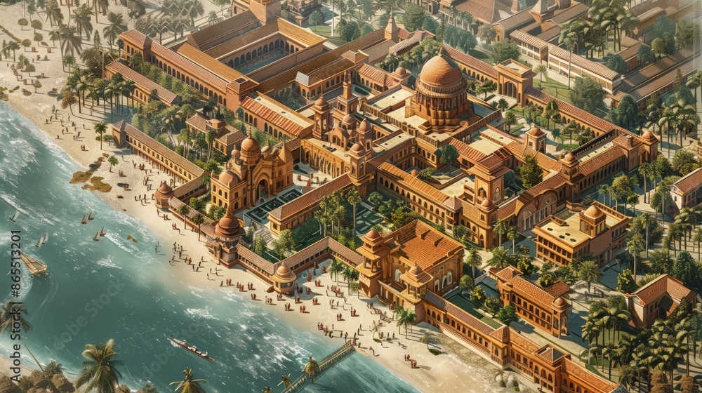 Isometric Trivandrum, showing Padmanabhaswamy Temple, Kovalam Beach ...