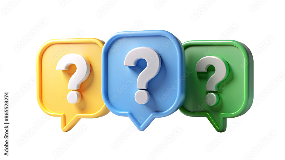 Question mark, question bubble icon model design render 3d, faq Q & A ...