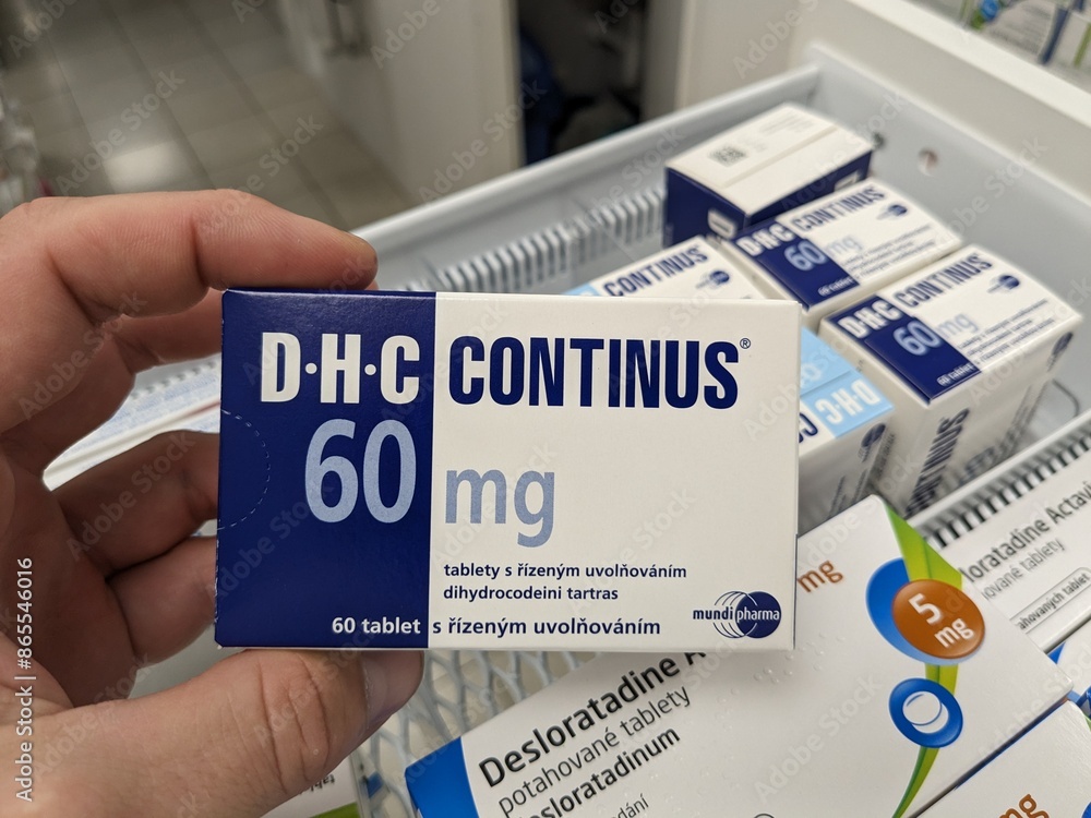 Prague, Czech Republic -June 28, 2024:DHC CONTINUS box of medication ...