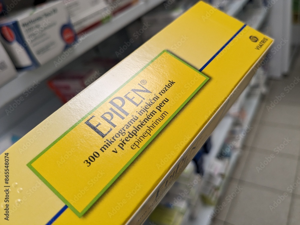 Prague, Czech Republic - July 9 2024: EPIPEN box of medication with ...