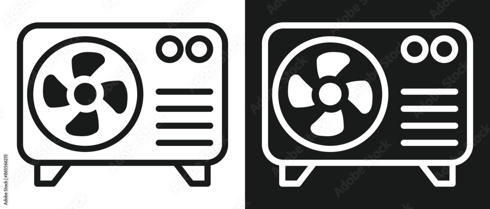 Heat pump icon. Ac outdoor unit icon in line style icon, isolated on ...