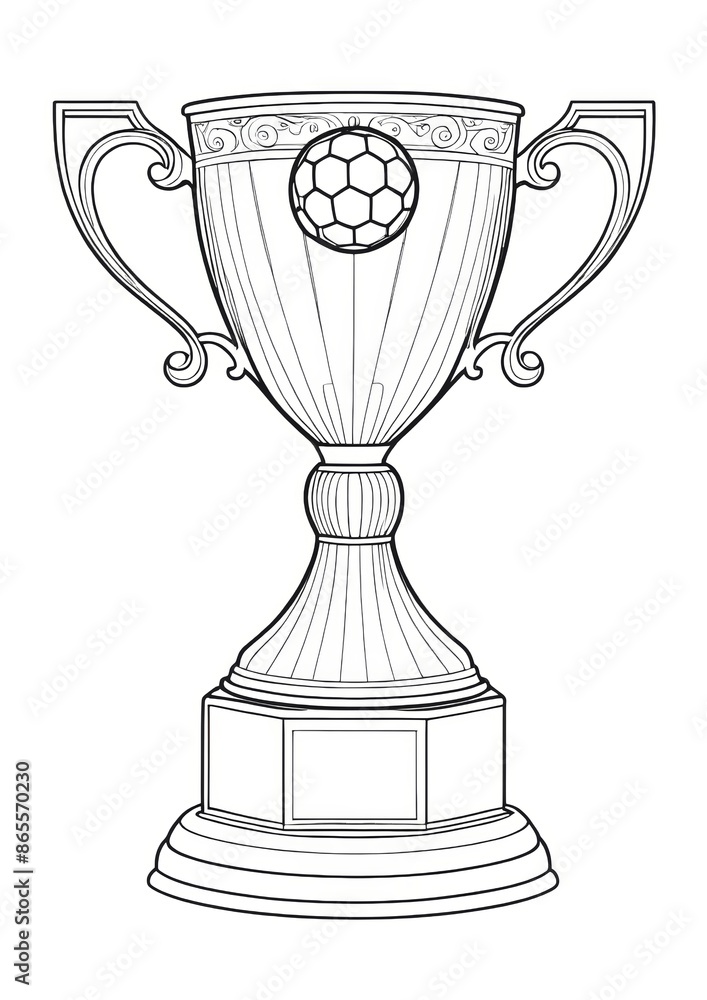 Soccer Cup Coloring Page for Kids and Adults Stock Illustration | Adobe ...