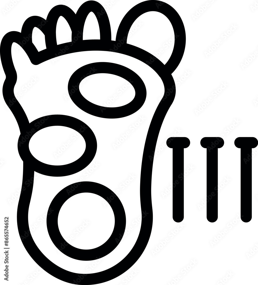 Line icon of a foot with nails, representing diabetic foot syndrome and ...