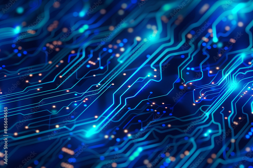Blue circuit background, dark blue and light cyan styles, high-tech ...