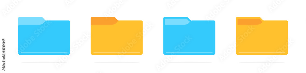 File folder icon set. File folders with data documents. Folder icons ...