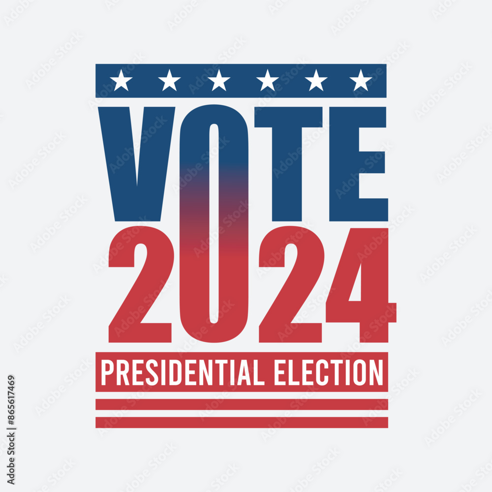 Vote 2024 USA Presidential Election typography sticker design ...