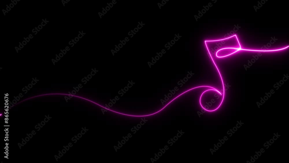 Neon music sheet. Line art. Musical symbols. Isolated on black ...