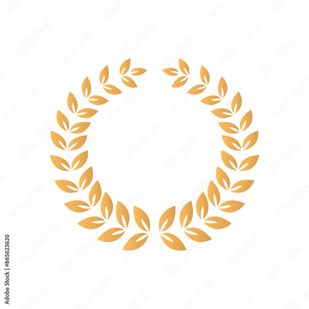 Leaves vector golden laurel circular foliate laurel branches. Golden ...