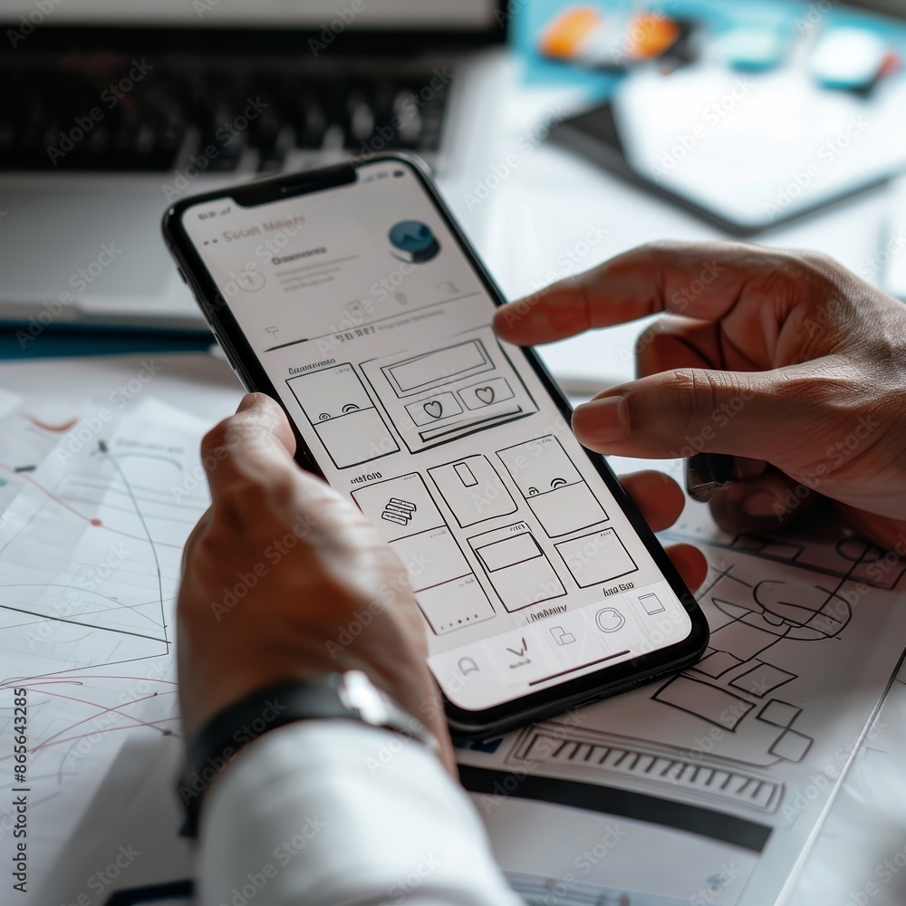 Mobile app ui design software graphic development concept with ...