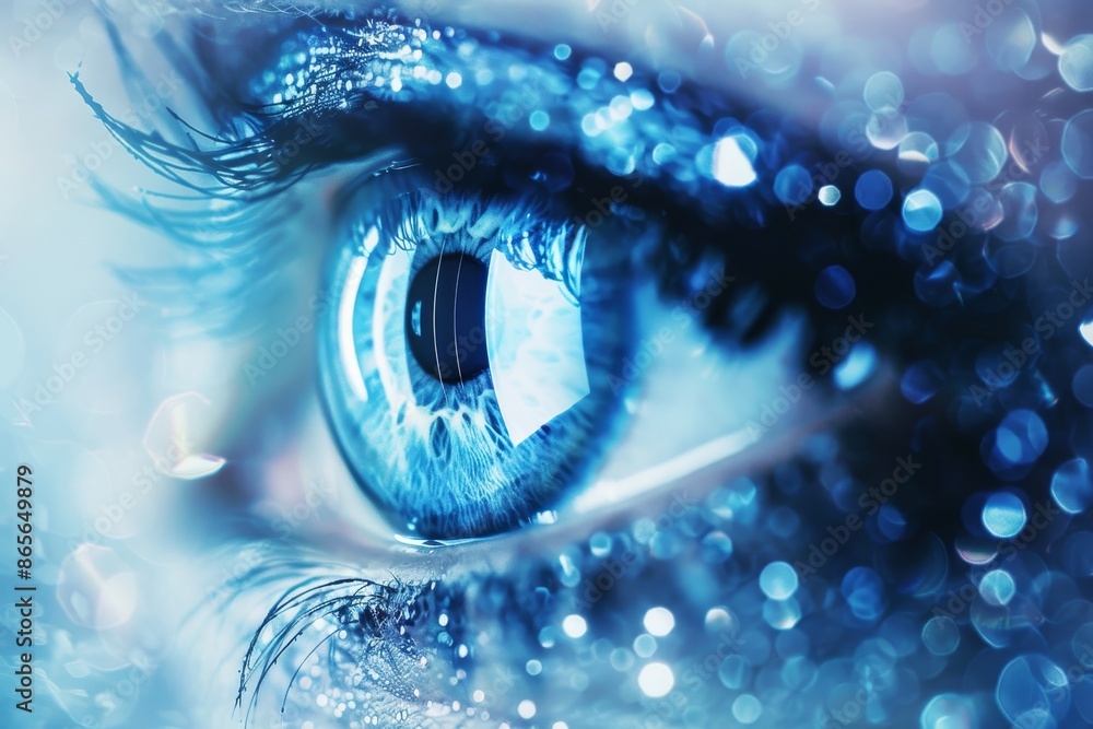 Clear vision high quality image of blue eye portraying future vision in ...