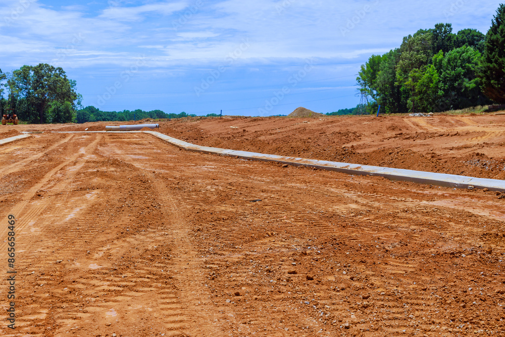 Storm water drainage concrete ditch tray was made as drainage canal ...