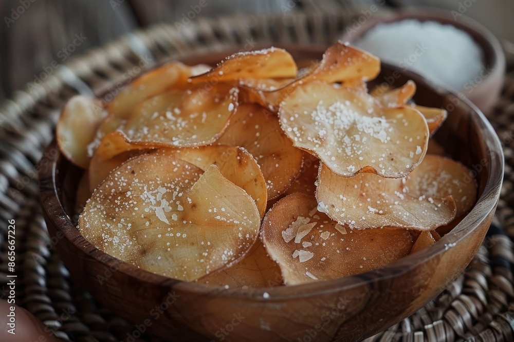 Cassava chips an Indonesian snack are sliced thin dry fried and ...
