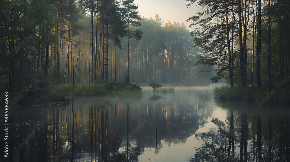 Serene landscape of Bialowieza Forest Poland one of last largest ...