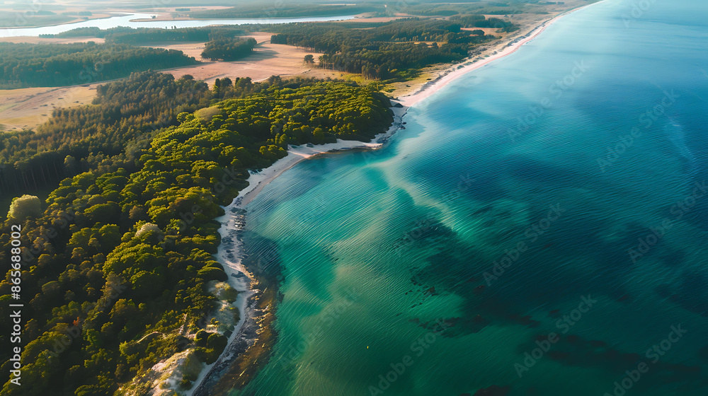 Stunning landscape of the Baltic Sea featuring sandy beaches and lush ...