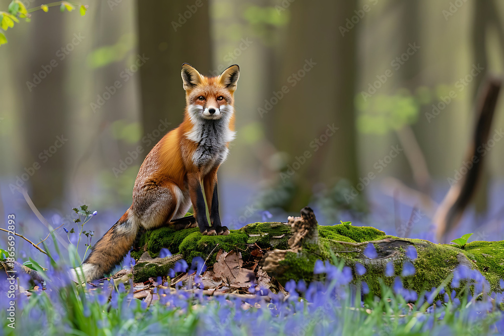 Tranquil scene Hallerbos Forest Belgium during spring bloom carpet of ...