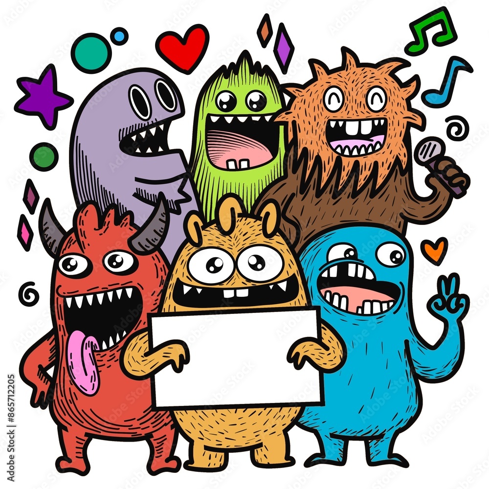 Hand-drawn illustrations, monsters doodle, Hand Drawn cartoon monster ...