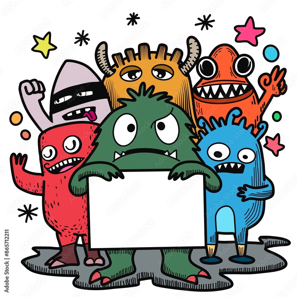 Hand-drawn illustrations, monsters doodle, Hand Drawn cartoon monster ...