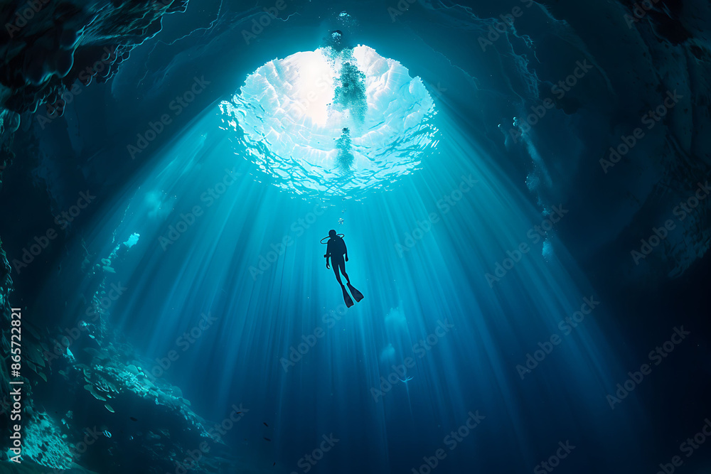 Hidden beneath turquoise water of Caribbean Sea Great Blue Hole off ...