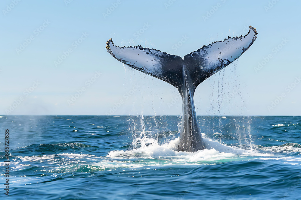 humpback whale tail slapping ocean surface showcasing the grandeur of ...