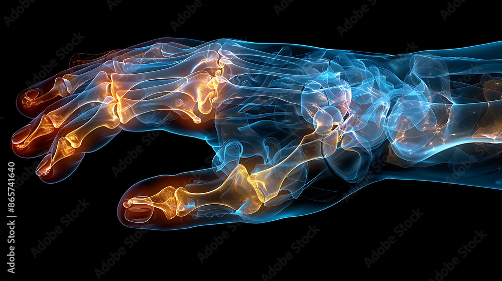 Illuminate dislocated finger visible glowing Xray exemplifying ...