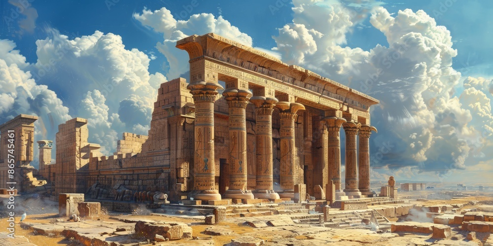 Ancient city of Bubastis, known for its grand temple dedicated to the cat goddess Bastet Stock ...
