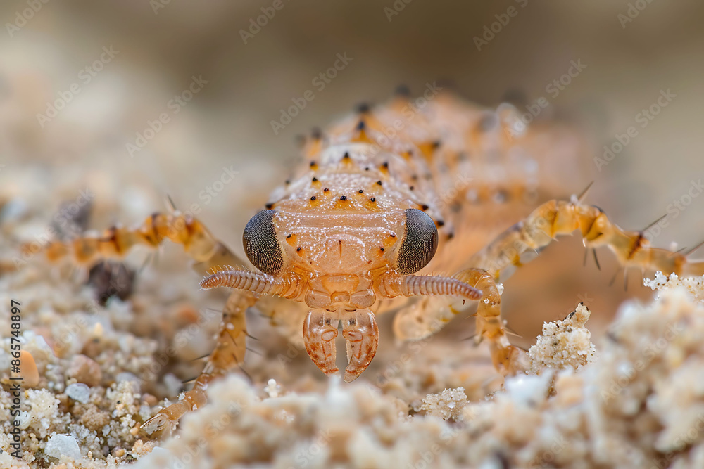 antlion larva creating trap in the sand highlighting the unique ...