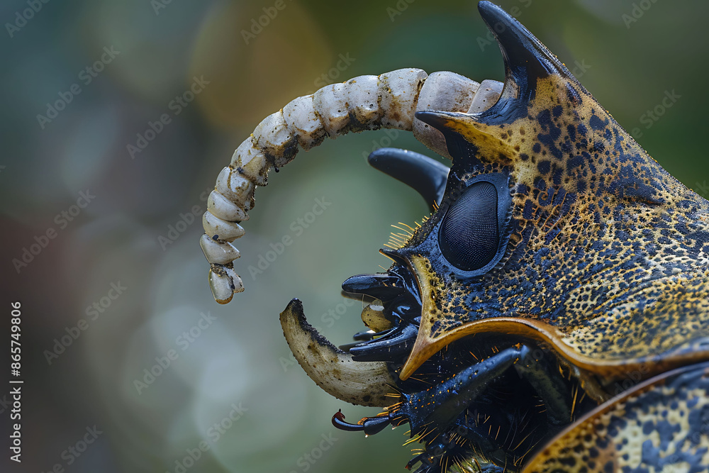 Rare Hercules beetle its massive horn highlighting the power of nature ...