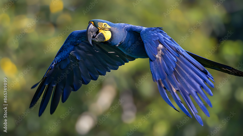 Rare hyacinth macaw flying over Amazon capturing the grandeur of nature ...