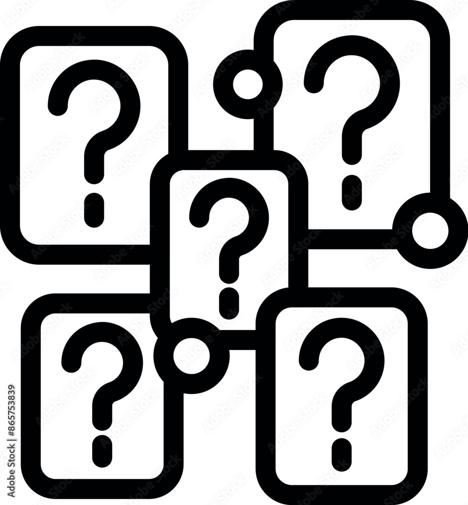 Multiple question mark boxes connected together symbolizing frequently ... Multiple question mark boxes connected together symbolizing frequently ...