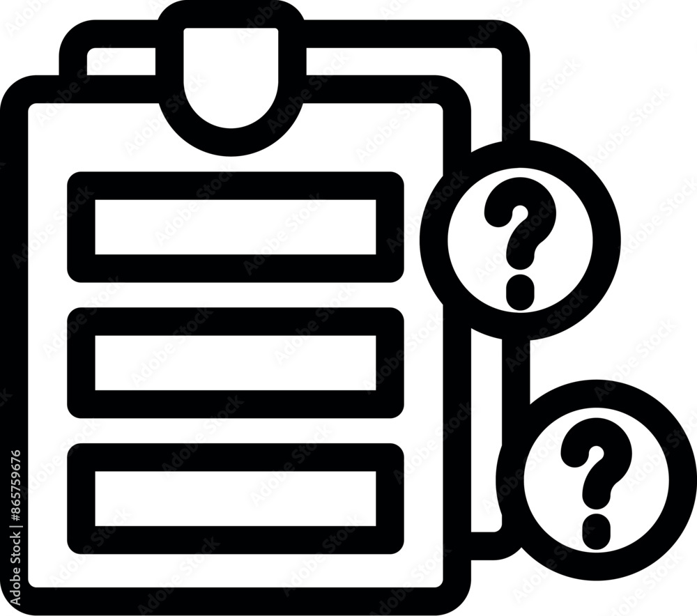 Clipboard with a list and question marks representing frequently asked questions Stock Vector ...