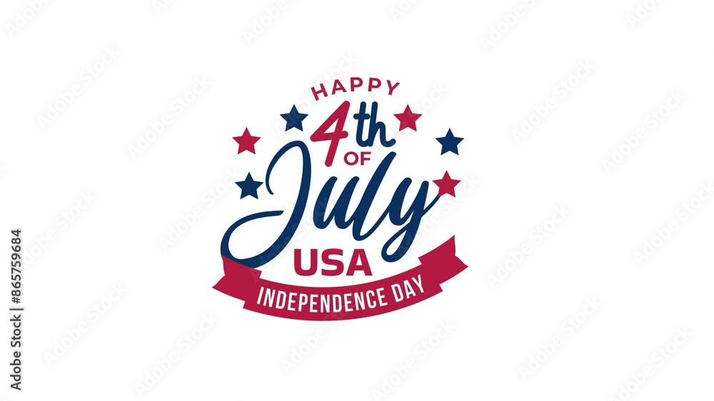Happy Independence Day USA 4th of July text animation on transparent ...