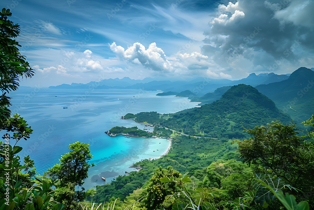 Vibrant landscape of the South China Sea featuring pristine beaches and ...