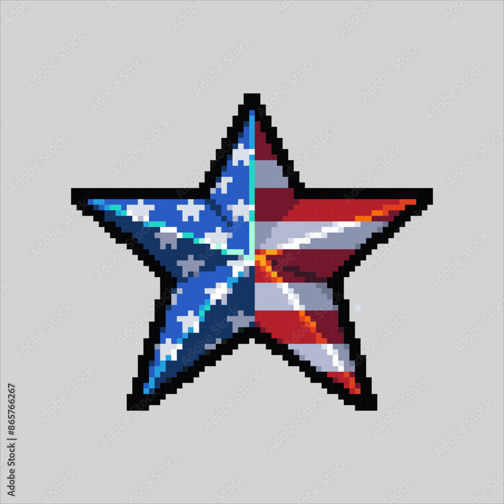 Pixel art illustration US Star. Pixelated United States Star. USA Star ...