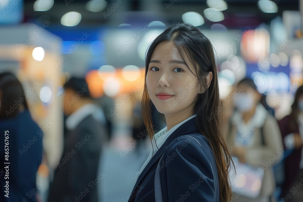 professional asian woman at career fair confident posture smart ...