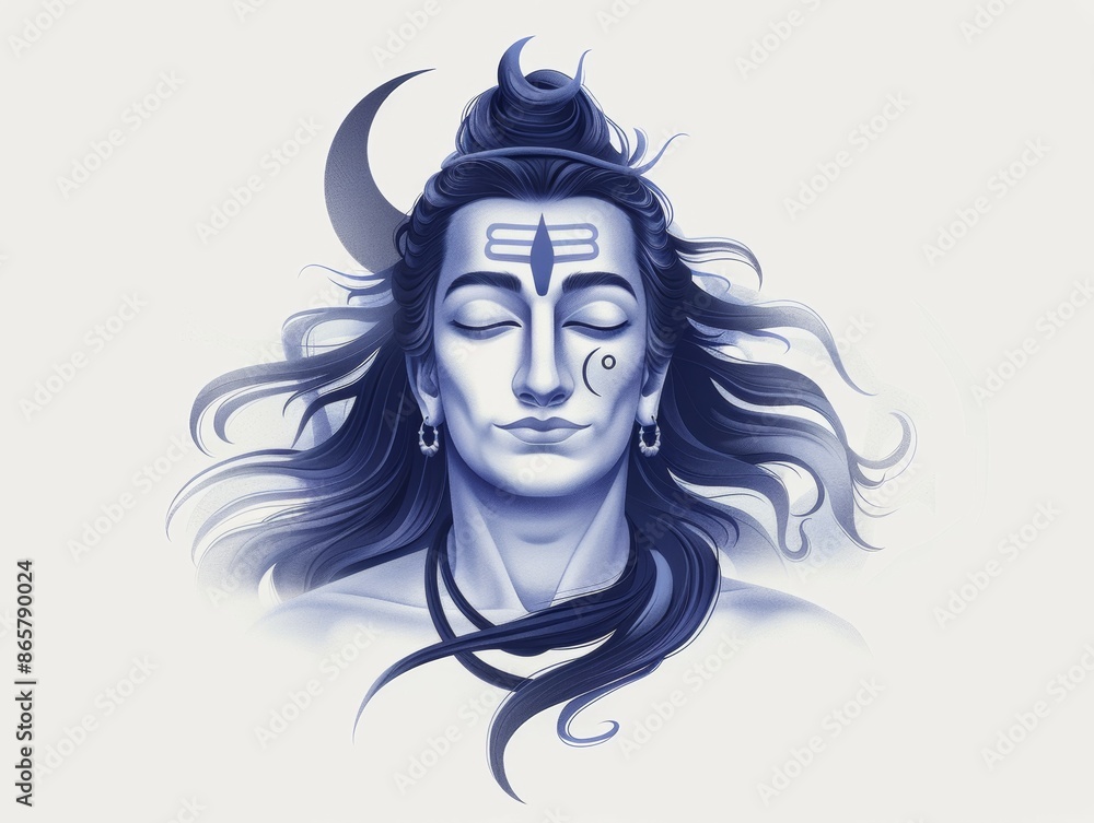 A blue and white image of a man with a blue headband and a blue and ...