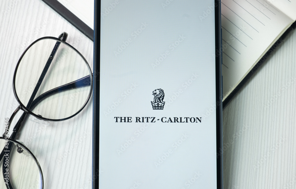 New York, USA - 21 June 2024: The Ritz Carlton Logo on Phone Screen ...