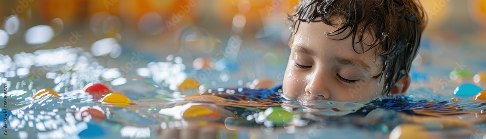 Autistic child engaging in a sensory water play activity, autism ...