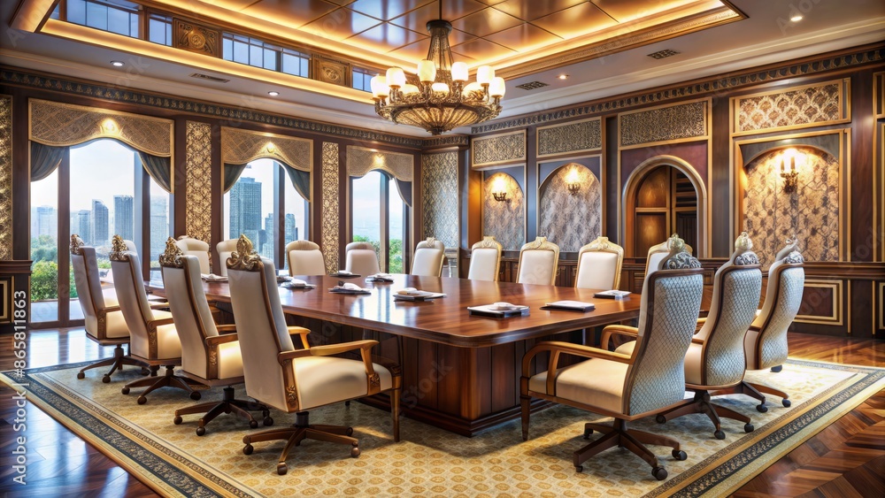Ilustracja Stock: Luxurious Dubai office with traditional Emirati ...