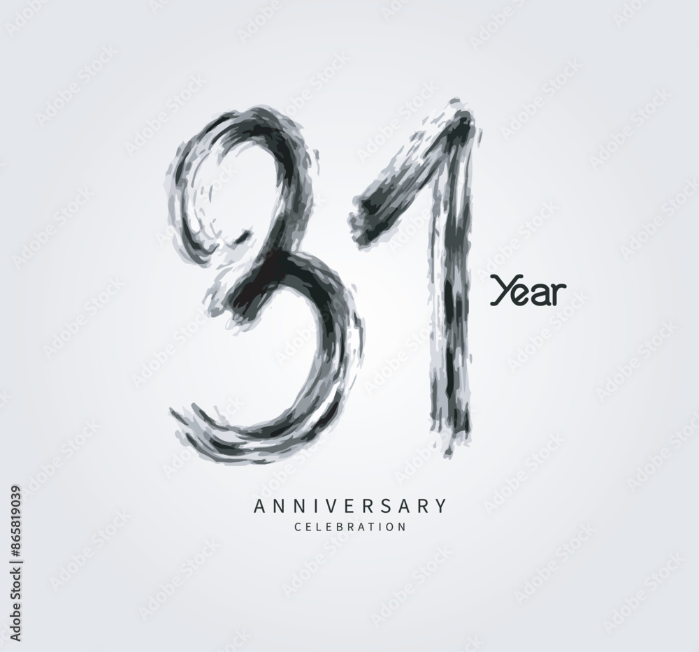 31 Year Anniversary Celebration Logo black brush vector, 31 Number ...