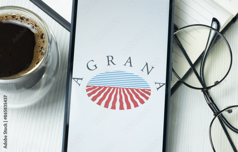 New York, USA - 21 June 2024: Agrana Logo on Phone Screen, Company Icon ...