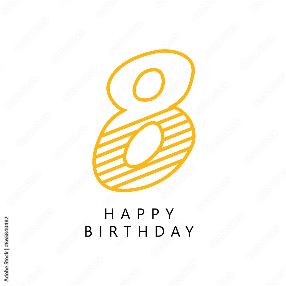 Eight, 8 Logo, 8th Happy birthday, 8th years anniversary, eight ...