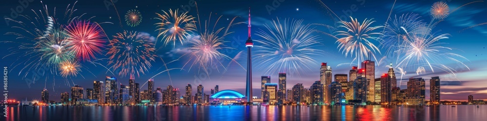 Spectacular Canada Day Fireworks Display Illuminating the Night Sky ...