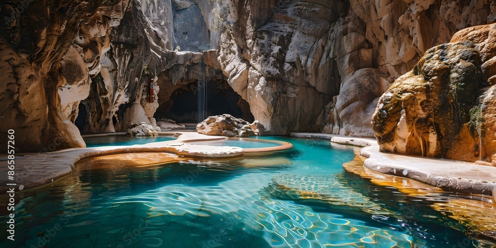 Unique thermal pools in Mexico at Las Grutas De Tolantongo. Concept ...