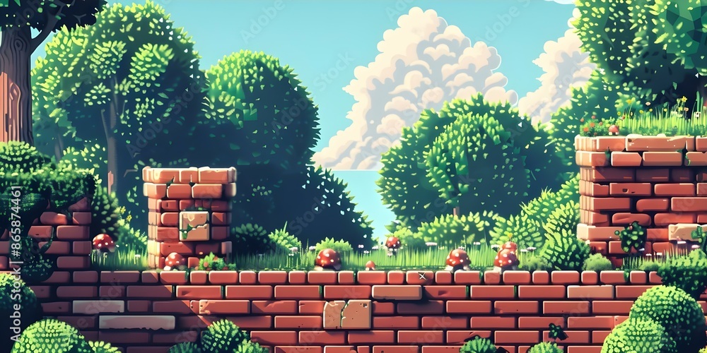 Oldschool retro game level design with vintage graphics and scrolling ...