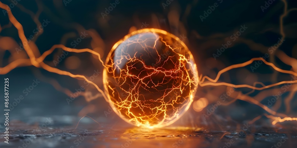 Electricity Symbol Glowing Orb with Sparks. Concept Special Effects ...
