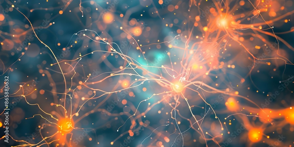 Neurons Firing A Close-Up Look at Nerve Signals in Action. Concept ...