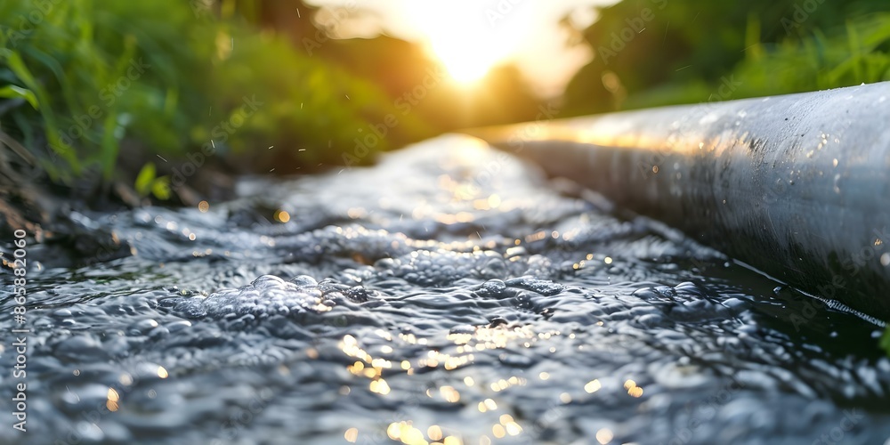Industrial pipe leaks sewage into river causing water pollution and ... Industrial pipe leaks sewage into river causing water pollution and ...