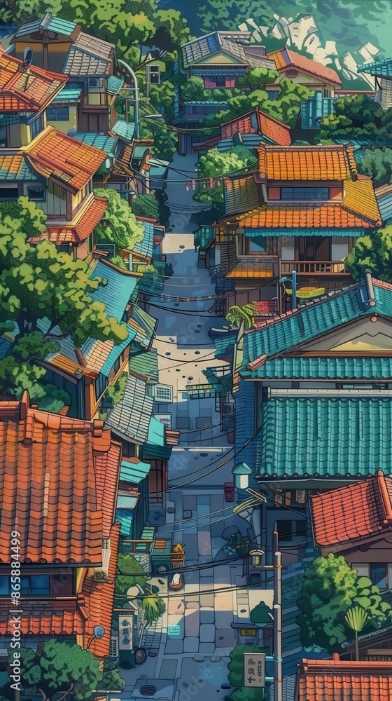 16 Digital pixelation scenes flat design top view anime theme cartoon ...