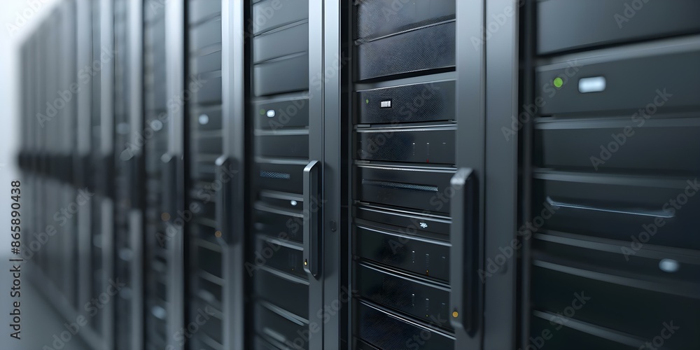 ภาพประกอบสต็อก Secure server racks in a network data center for ...