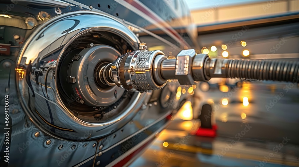Fuel Nozzle Attached to Airplane Engine. Close-up of a fuel nozzle ...